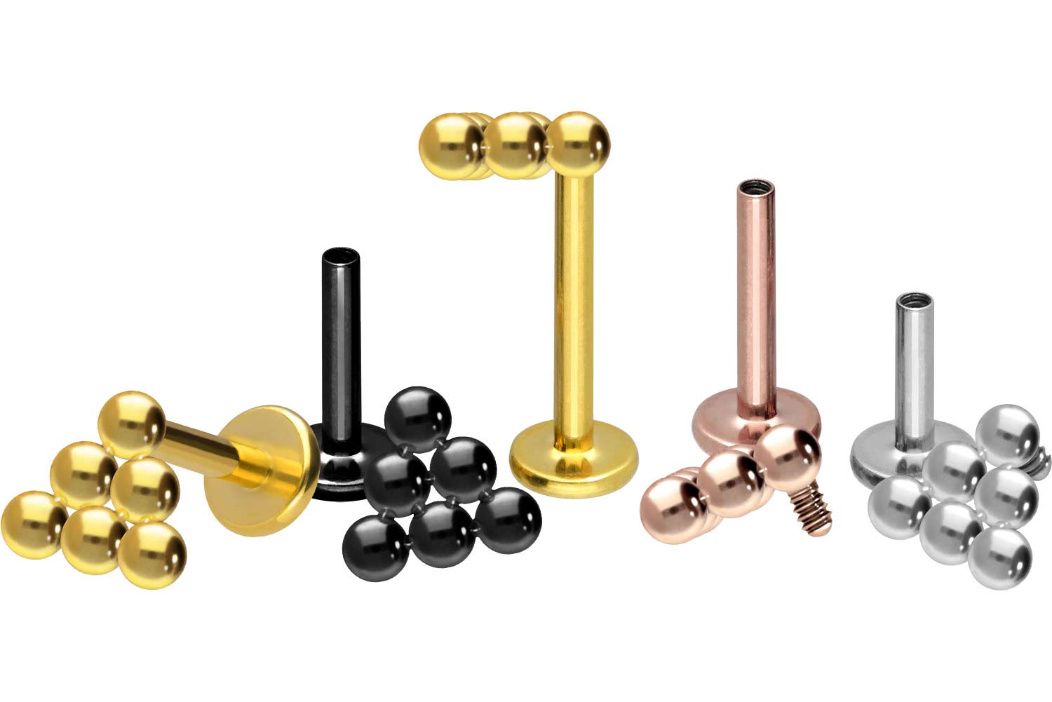 Titanium labret with internal thread SPHERICAL TRIANGLE | PIERCINGLINE